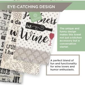 Jolitee 15x25” Wine Lovers Towel – Humorous Wine Sayings, Funny Kitchen Linens, Unique Tea & Hand Towels for Adult Humor, Perfect for Wine Enthusiasts