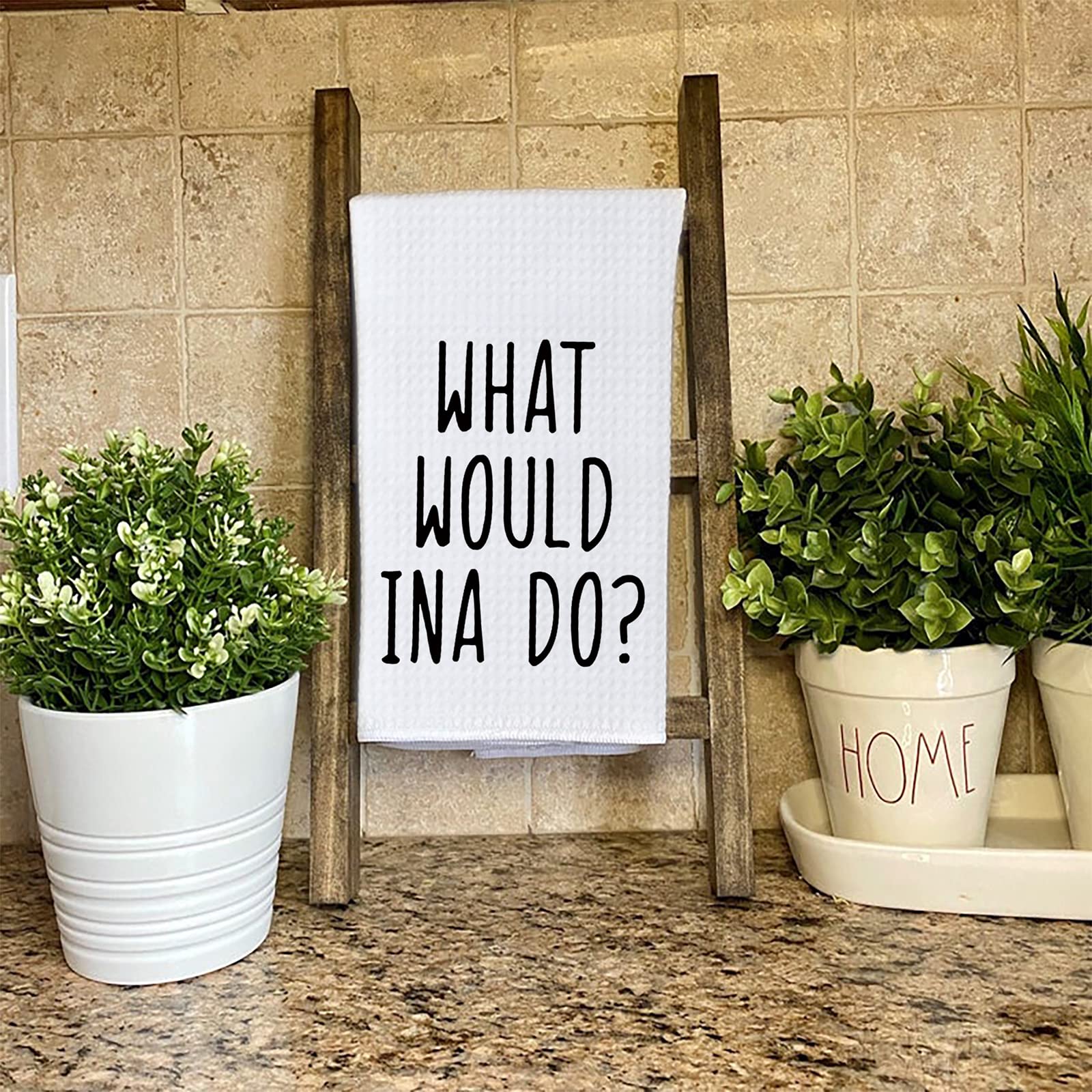 WCGXKO Ina Fans Gift What Would Ina Do Kitchen Decor Housewarming Gift Dish Towel Kitchen Towels Tea Towel (What Would Ina Do Towel)