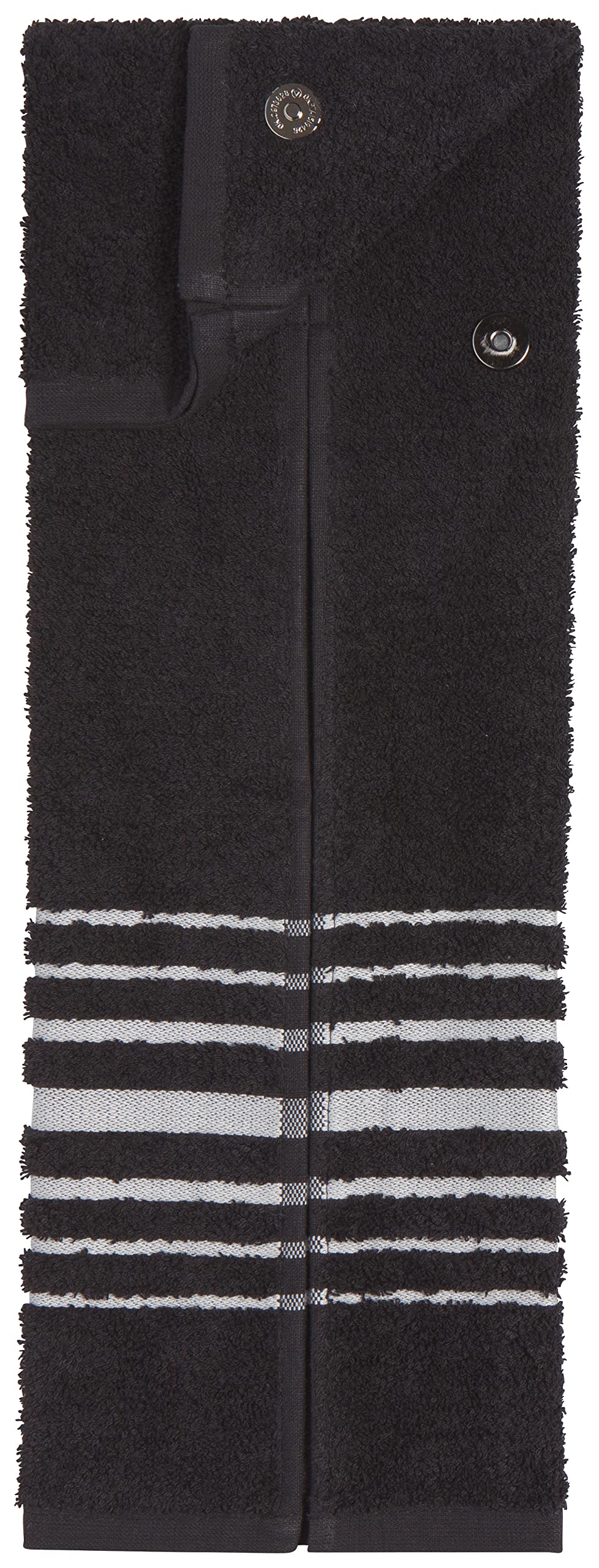 Now Designs Terry Cotton Hang Up Kitchen Towels With Magnetic Snap Black Set of 2