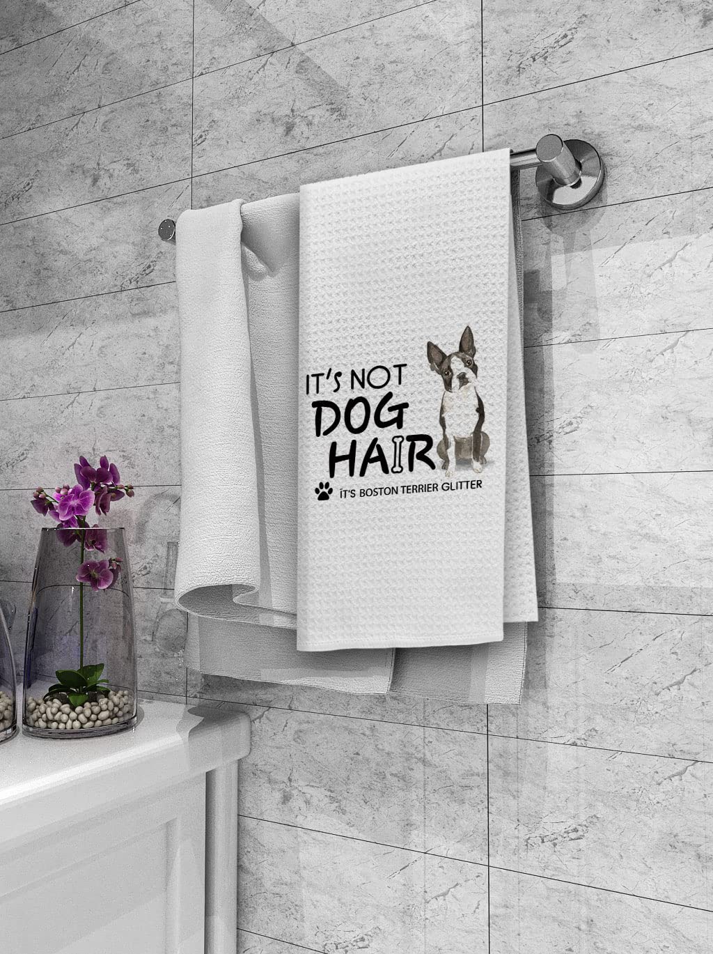 Dibor It’s Not Dog Hair It’s Boston Terrier Glitter Kitchen Towels Dish Towels Dishcloth,Cute Dog Decorative Absorbent Drying Cloth Hand Towels Tea Towels for Bathroom Kitchen,Dog Lovers Girls Gifts