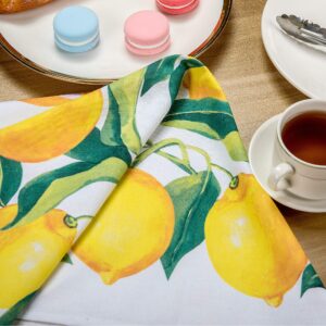 KOALAND Flour Sack Towels, Set of 3 Oversized Tea Towels for Kitchen with Printed Lemon Designs, 100-percent Cotton, Cute Kitchen Towel Set, Lemon Kitchen Decor, Decorative Dish Towels