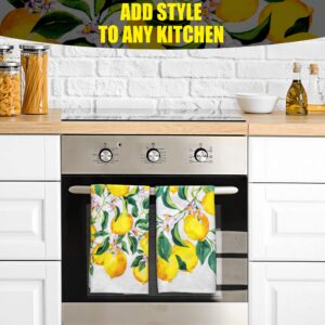 KOALAND Flour Sack Towels, Set of 3 Oversized Tea Towels for Kitchen with Printed Lemon Designs, 100-percent Cotton, Cute Kitchen Towel Set, Lemon Kitchen Decor, Decorative Dish Towels