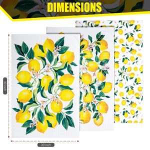 KOALAND Flour Sack Towels, Set of 3 Oversized Tea Towels for Kitchen with Printed Lemon Designs, 100-percent Cotton, Cute Kitchen Towel Set, Lemon Kitchen Decor, Decorative Dish Towels