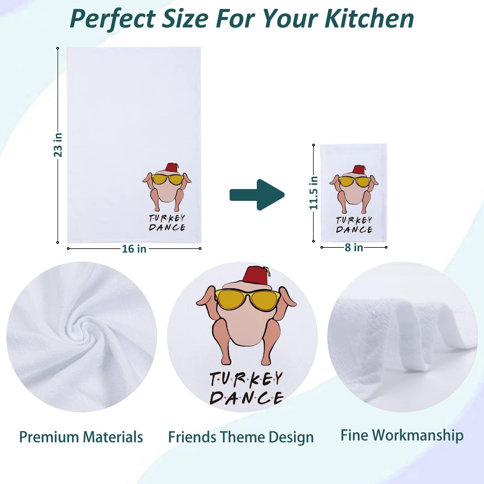 PDBOOM Friends Kitchen Towels, Friends TV Merchandise for Friends, Friends Show Gifts Housewarming Gift for Mom, Friends Frame Turkey Dance Pivot Dish Towels Sets of 4