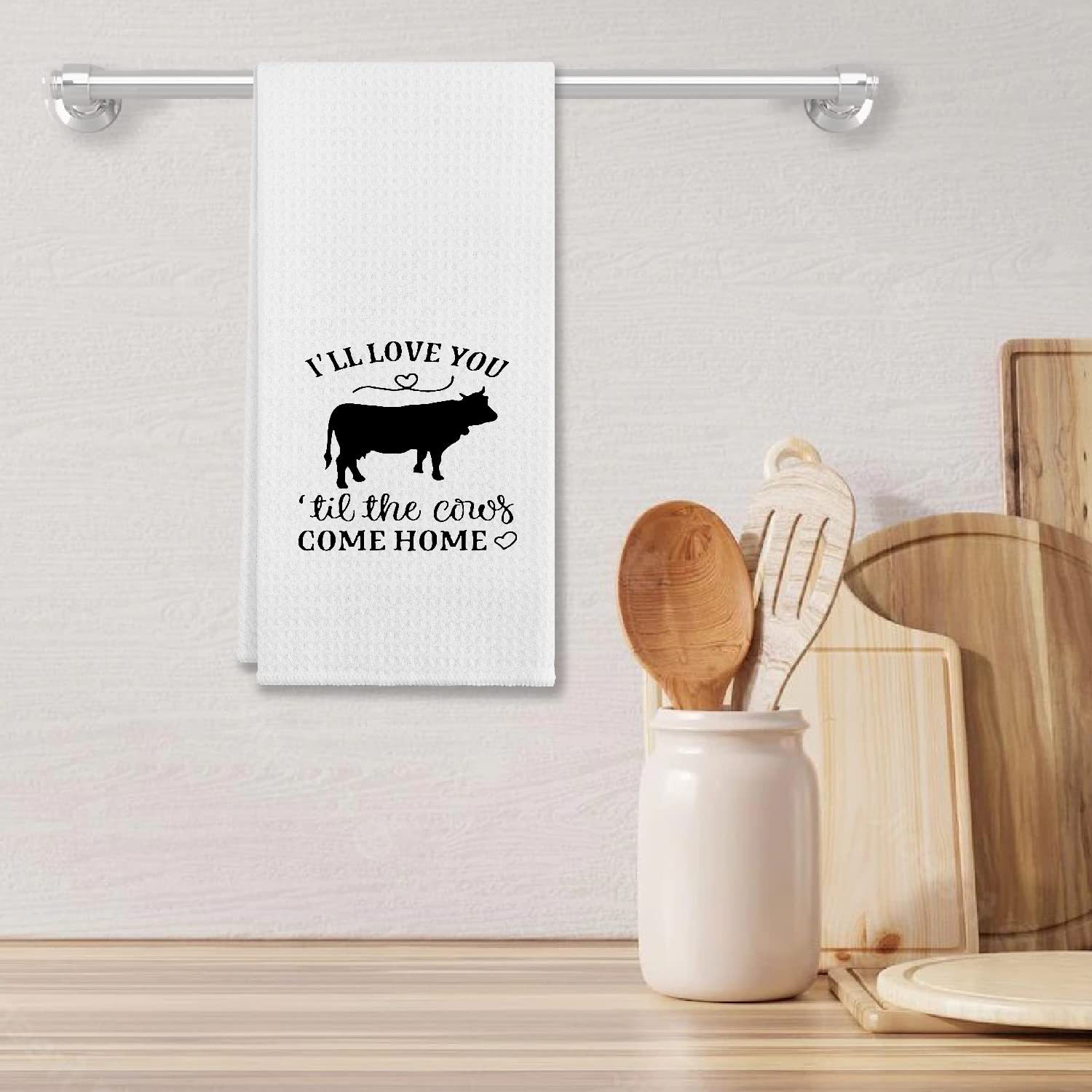 EIONEY I'll Love You Til The Cows Come Home Kitchen Towels & Tea Towels, Dish Cloth Flour Sack Hand Towel for Farmhouse Kitchen Decor，24 X 16 Inches Cotton Modern Dish Towels Dishcloths