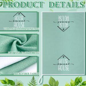 Bencailor 4 Pieces Eucalyptus Kitchen Towels 16 x 24 Inch Green Dish Towels Greenery House Hand Towels Absorbent Soft Microfiber Tea Towels for Home Wedding Kitchen Drying Towel