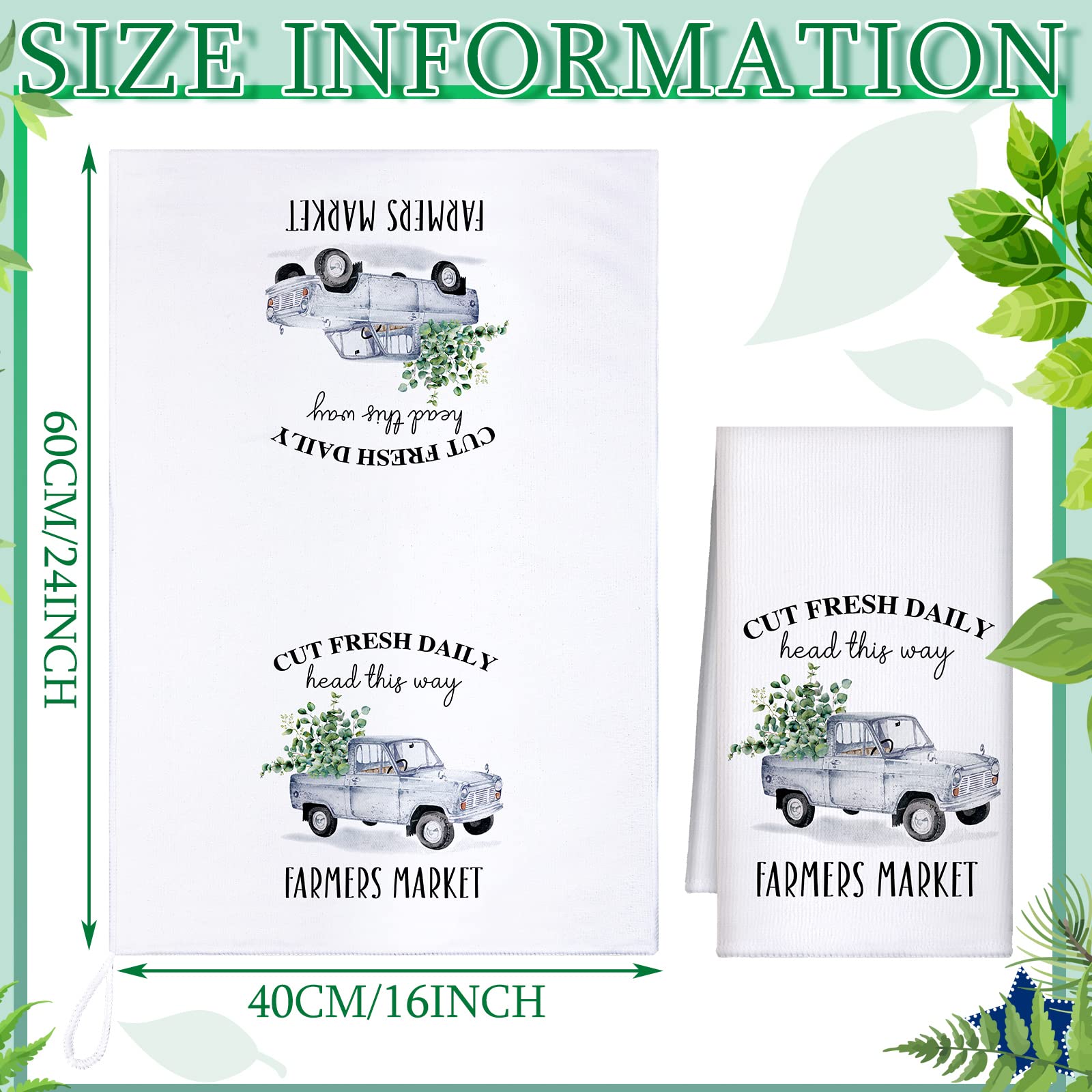 Bencailor 4 Pieces Eucalyptus Kitchen Towels 16 x 24 Inch Green Dish Towels Greenery House Hand Towels Absorbent Soft Microfiber Tea Towels for Home Wedding Kitchen Drying Towel