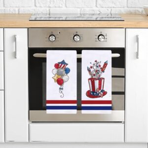 Secarond 4th of July Patriotic Kitchen Dish Towels 18 x 28 Inch Set of 2,Memorial Day Tea Towels Dish Cloth for Cooking Baking