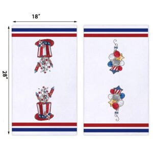 Secarond 4th of July Patriotic Kitchen Dish Towels 18 x 28 Inch Set of 2,Memorial Day Tea Towels Dish Cloth for Cooking Baking