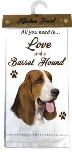 e&s pets basset hound kitchen towels, off-white 26.00" x 18.00"