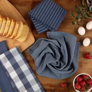 Kitchen Towels 100% Cotton Blue Dish Towels, Hand Towels, Tea Towels Flat, Terry, Waffle and Herringbone Dish Towels for Drying Dishes, 28 in x 16 in