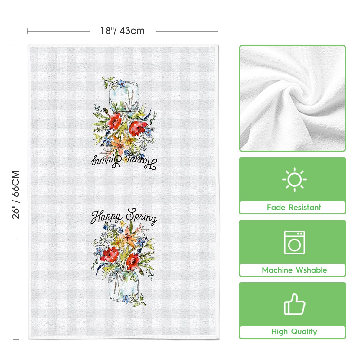 Artoid Mode Bloom Spring Has Sprung Home Kitchen Towels, 18 x 26 Inch Holiday Spring Summer Drying Cloth Dish Towels for Cooking Baking Set of 4