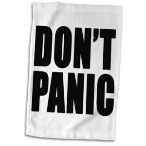 3d rose don't panic hand towel, 15" x 22", black