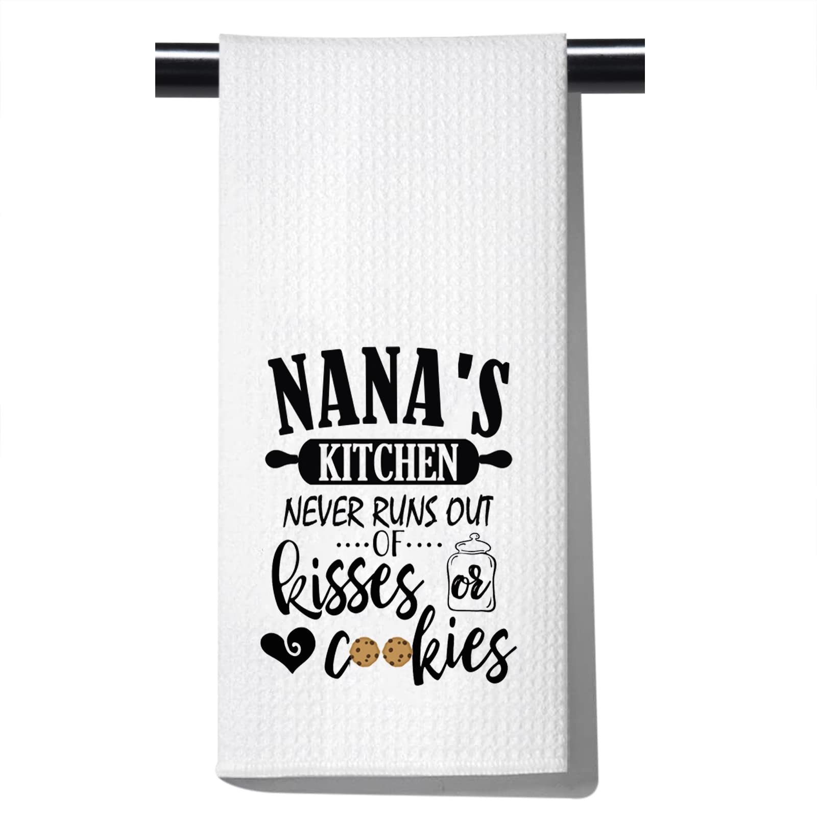 POFULL Nana’s Housewarming Gift Nana's Kitchen Never Runs Out of Kisses and Cookies Dish Towel (Nana Towel)