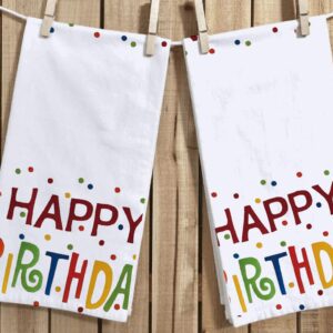 Happy Birthday Kitchen Towels Dish Towels, 18 x 28 Inch Birthday Party Holiday Tea Towels Dish Cloth for Cooking Baking Set of 2