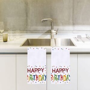 Happy Birthday Kitchen Towels Dish Towels, 18 x 28 Inch Birthday Party Holiday Tea Towels Dish Cloth for Cooking Baking Set of 2