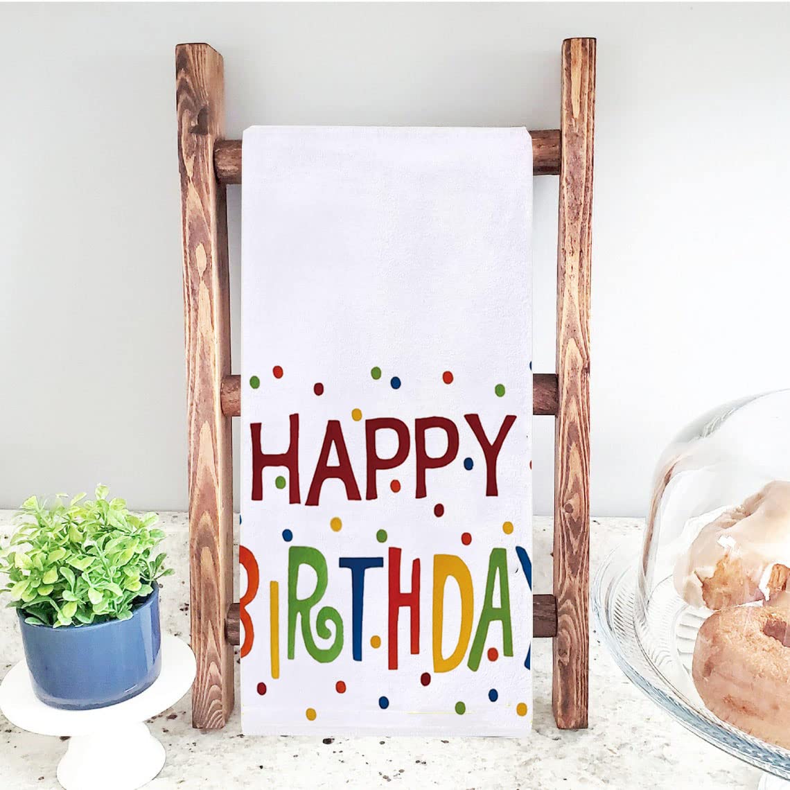 Happy Birthday Kitchen Towels Dish Towels, 18 x 28 Inch Birthday Party Holiday Tea Towels Dish Cloth for Cooking Baking Set of 2