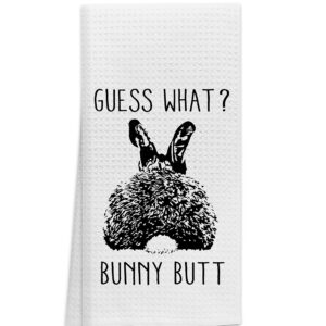 OHSUL Guess What? Bunny Butt Highly Absorbent Kitchen Towels Dish Towels Dish Cloth,Funny Bunny Rabbit Butt Hand Towels Tea Towel for Bathroom Kitchen Decor,Rabbit Lovers Teen Girls Gifts