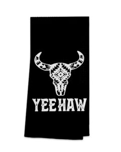 ohsul western kitchen towels,yee haw western bull skull kitchen towels dish towels dishcloth,western yee haw hand towels for bathroom,western kitchen decor,yee haw gifts (color-2)