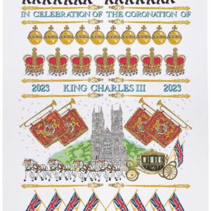 Ulster Weavers Tea Towel Cotton, Durable & Machine Washable, Eco-Friendly Design, Ideal Size, King Charles Coronation, Red