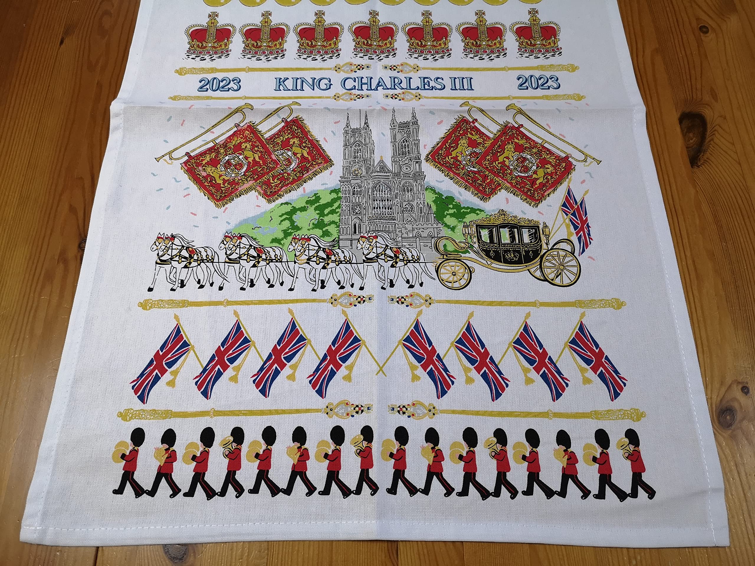 Ulster Weavers Tea Towel Cotton, Durable & Machine Washable, Eco-Friendly Design, Ideal Size, King Charles Coronation, Red