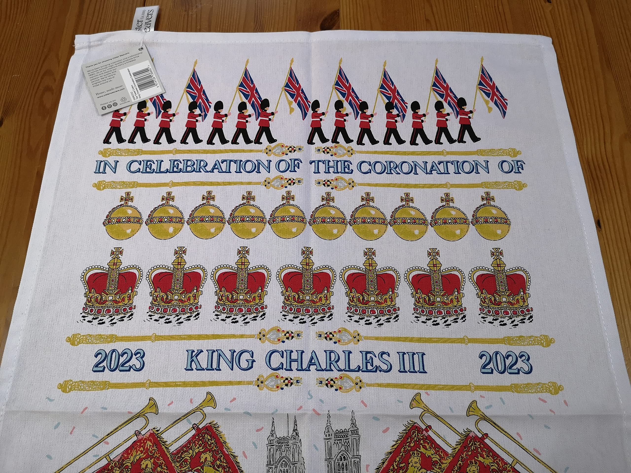 Ulster Weavers Tea Towel Cotton, Durable & Machine Washable, Eco-Friendly Design, Ideal Size, King Charles Coronation, Red