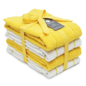 mellow buff 100% cotton terry dish towels, 4 pack16 x26 inches, super soft and absorbent kitchen towels, perfect for kitchen cleaning and dish washing | yellow