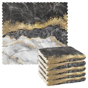 dish cloths dish towels kitchen towels 6 pack sets absorbent gold black marble soft decorative reusable nonstick oil washable