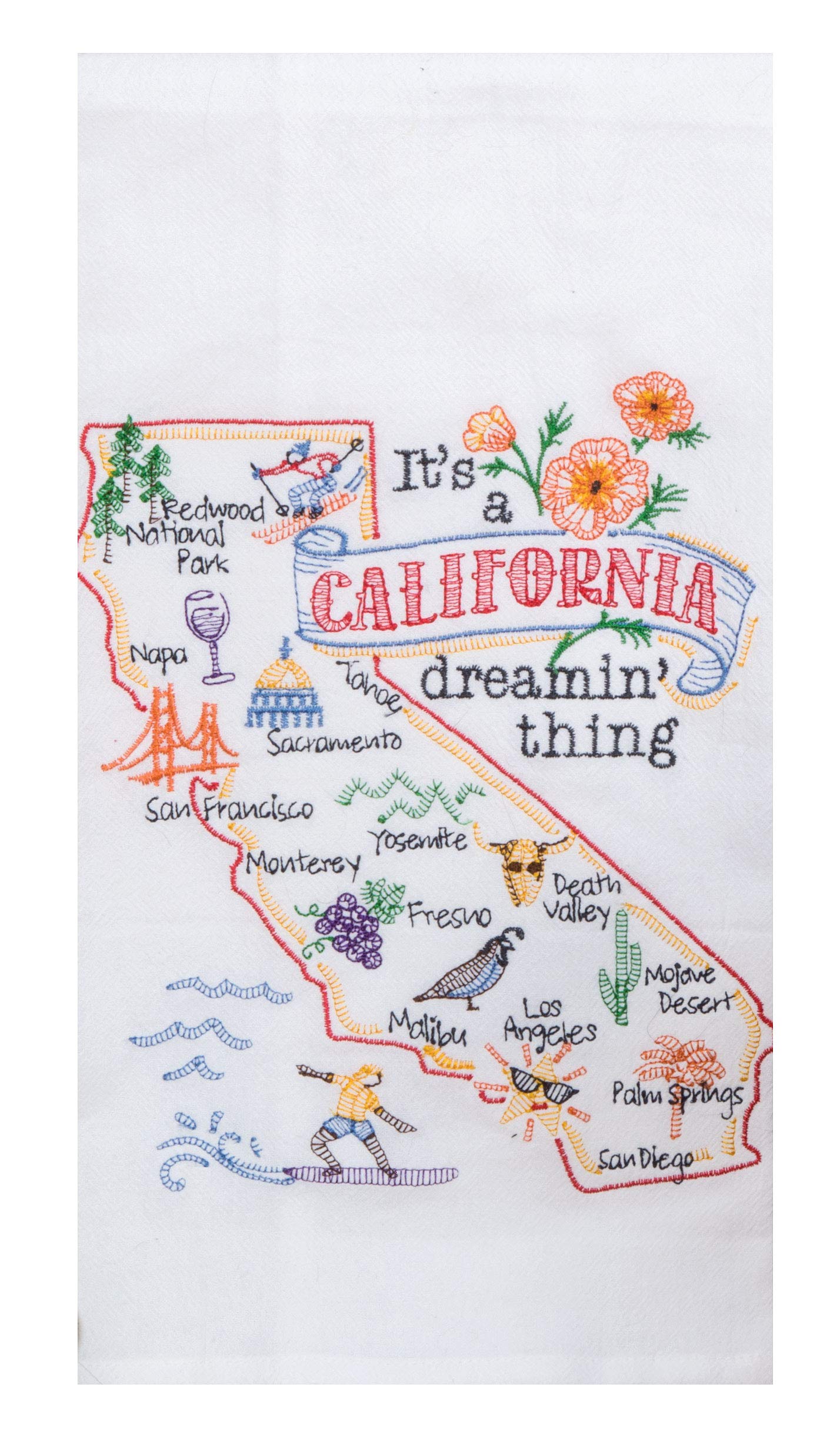 Kay Dee Designs ST Thing California EMB F/S Dish Towel, 17.5 x 28, Various