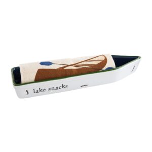 mud pie boat cracker dish and towel set, 1.5" h x 11" 10" h x 6.5", lake snacks