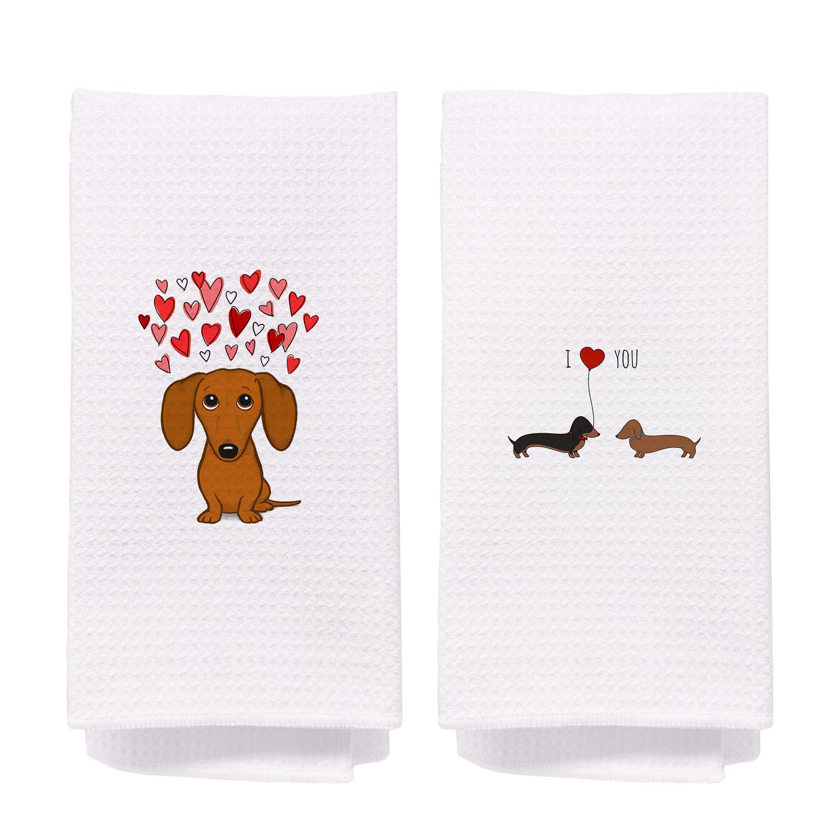 NEGIGA Dachshund Valentine Kitchen Towels 16x24 Set of 2,Love Gifts for Her,Valentines Gifts for Her Girlfriend,Anniversary Wedding Gifts for Wife Couple,Dachshund Gifts for Women,Dachshund Decor 167