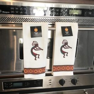 Sonoran Souvenirs Rustic Southwest Kitchen Novelty Tea Towel (16" x 28") Southwest Inspired Design Machine Washable Cloth Towels for Kitchen Diner (Single Pack) (Kokopelli)