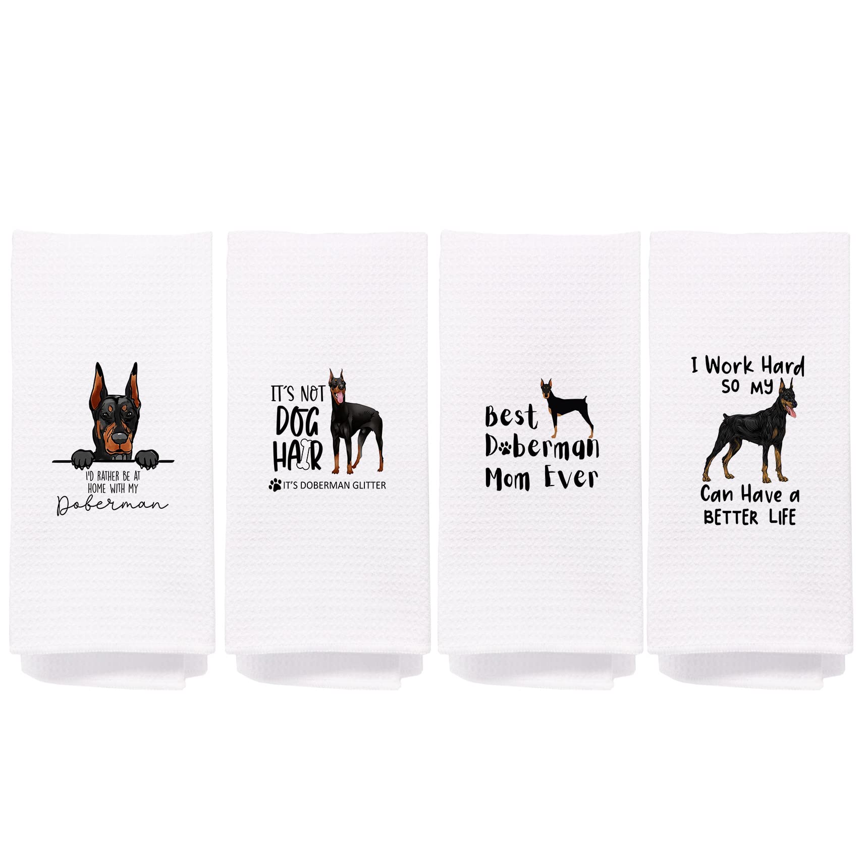 NEGIGA Doberman Gifts,Doberman Gifts for Women,Kitchen Towels，Kitchen Towels and Dishcloths Sets，Towels Sets of 4