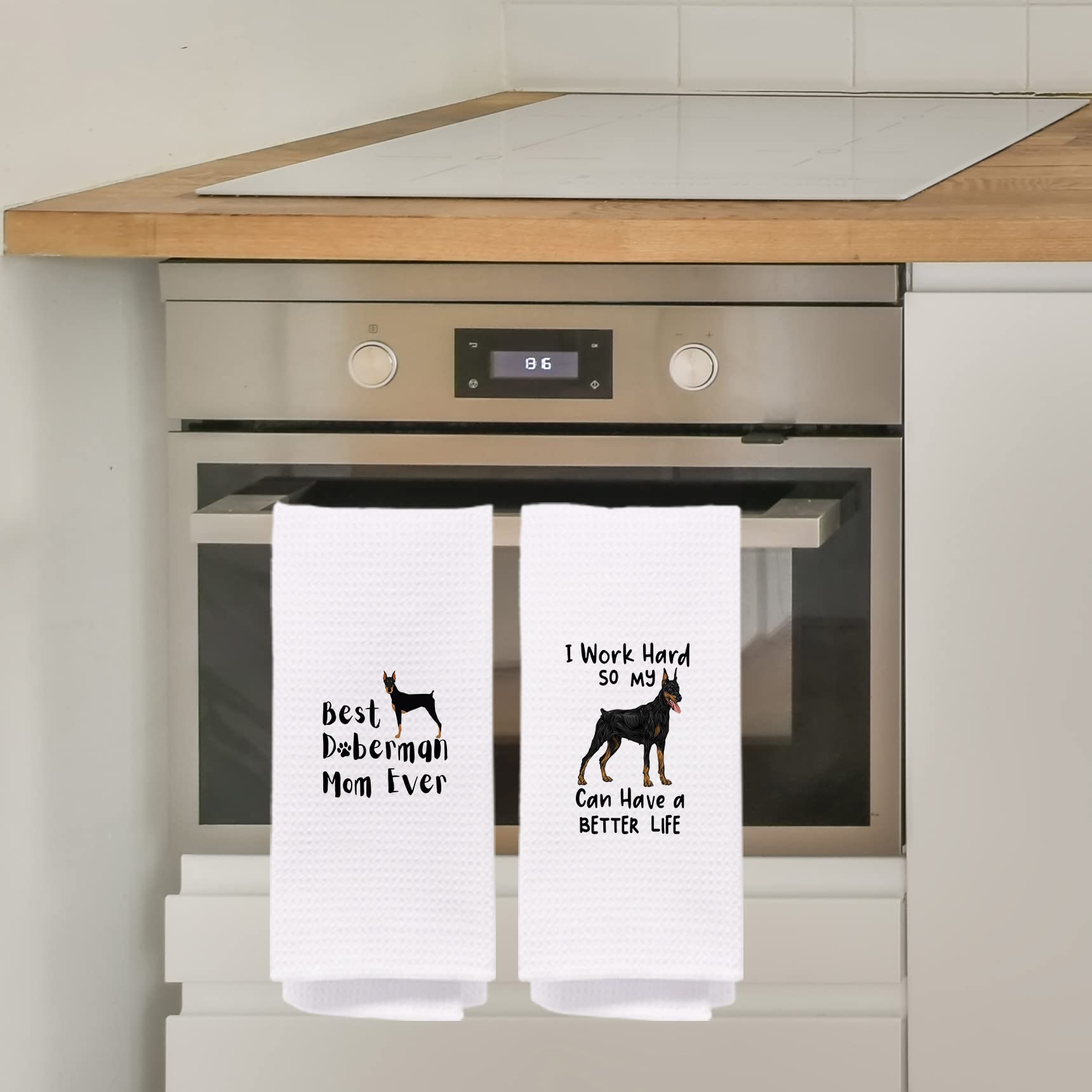 NEGIGA Doberman Gifts,Doberman Gifts for Women,Kitchen Towels，Kitchen Towels and Dishcloths Sets，Towels Sets of 4