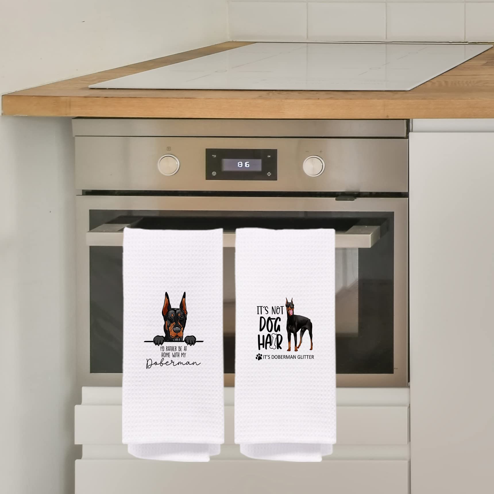 NEGIGA Doberman Gifts,Doberman Gifts for Women,Kitchen Towels，Kitchen Towels and Dishcloths Sets，Towels Sets of 4