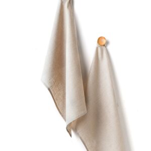 Solino Home Linen Kitchen Towels 17 x 26 Inch – Natural, 100% Pure Linen Tea Towels Set of 2 – Handcrafted from European Flax and Machine Washable