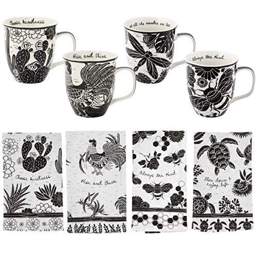 Karma Gifts Black and White Boho Tea Towel, Dog, 28" L x 20" W