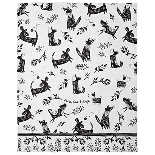 Karma Gifts Black and White Boho Tea Towel, Dog, 28" L x 20" W