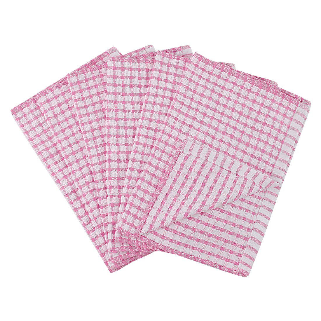 uxcell Cotton Terry Small Kitchen Dish Cloth, Absorbent and Quick Drying Cleaning Dish Rags, 15 x 10.5 Inches, Pack of 6, Pink