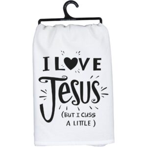 primitives by kathy decorative kitchen towel - i love jesus but i cuss a little