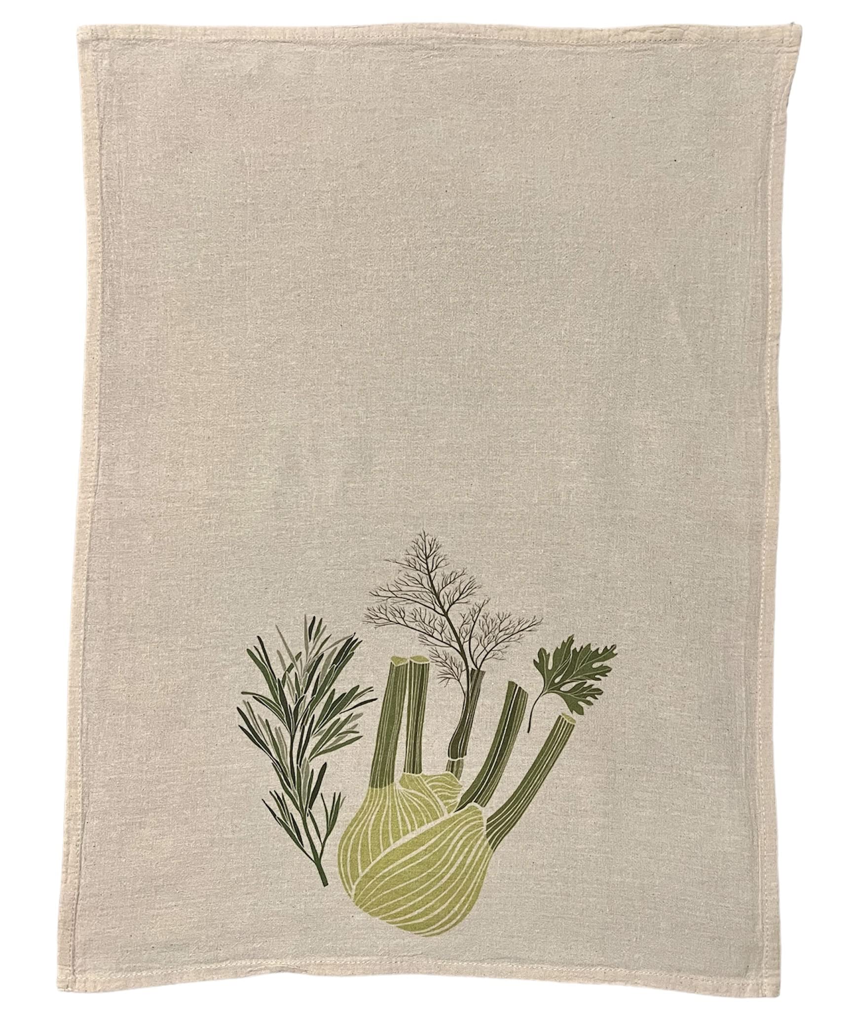 Unbleached Cotton Ecofriendly Flour Sack Kitchen Towels Set of 3 Premium Quality, Highly Absorbent, Vegetable Print