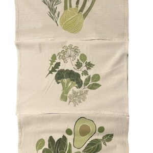 Unbleached Cotton Ecofriendly Flour Sack Kitchen Towels Set of 3 Premium Quality, Highly Absorbent, Vegetable Print