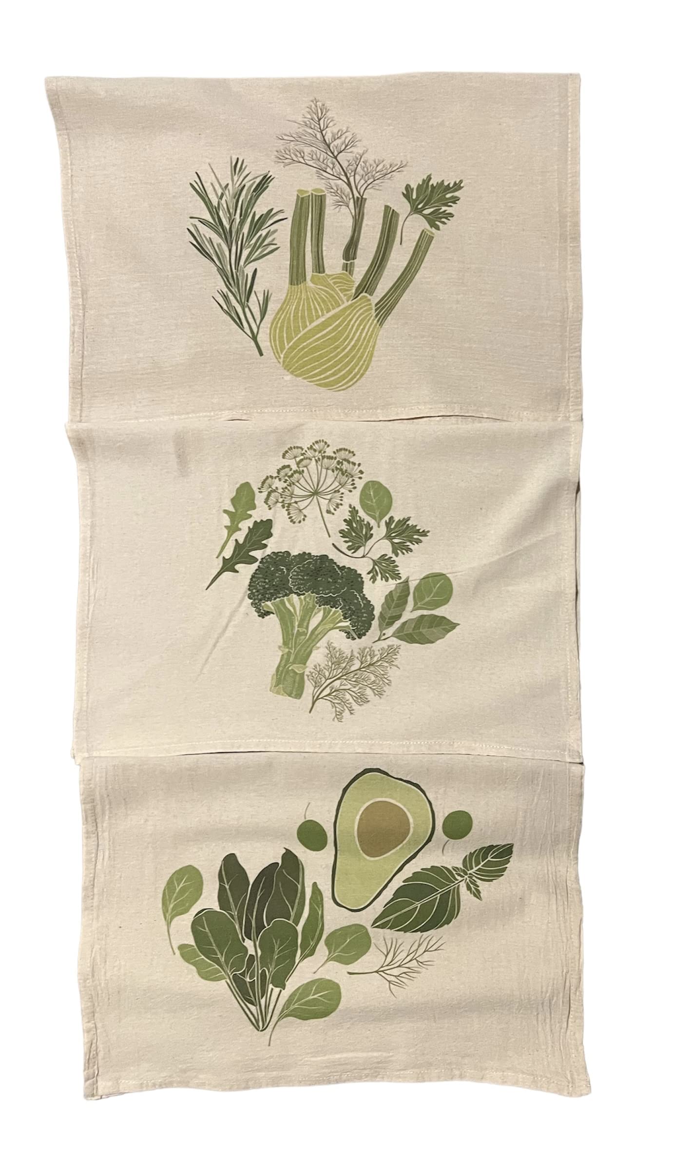 Unbleached Cotton Ecofriendly Flour Sack Kitchen Towels Set of 3 Premium Quality, Highly Absorbent, Vegetable Print