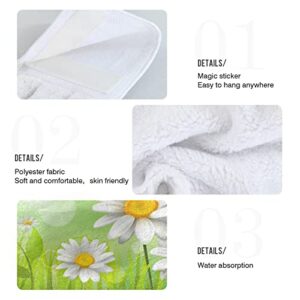 Boccsty Spring Summer Meadow White Daisy Hanging Kitchen Towels 2 Pieces Flowers Butterflies Dish Cloth Tie Towels Hand Towel Tea Bar Towels for Bathroom Farmhous Housewarming Tabletop Home Decor