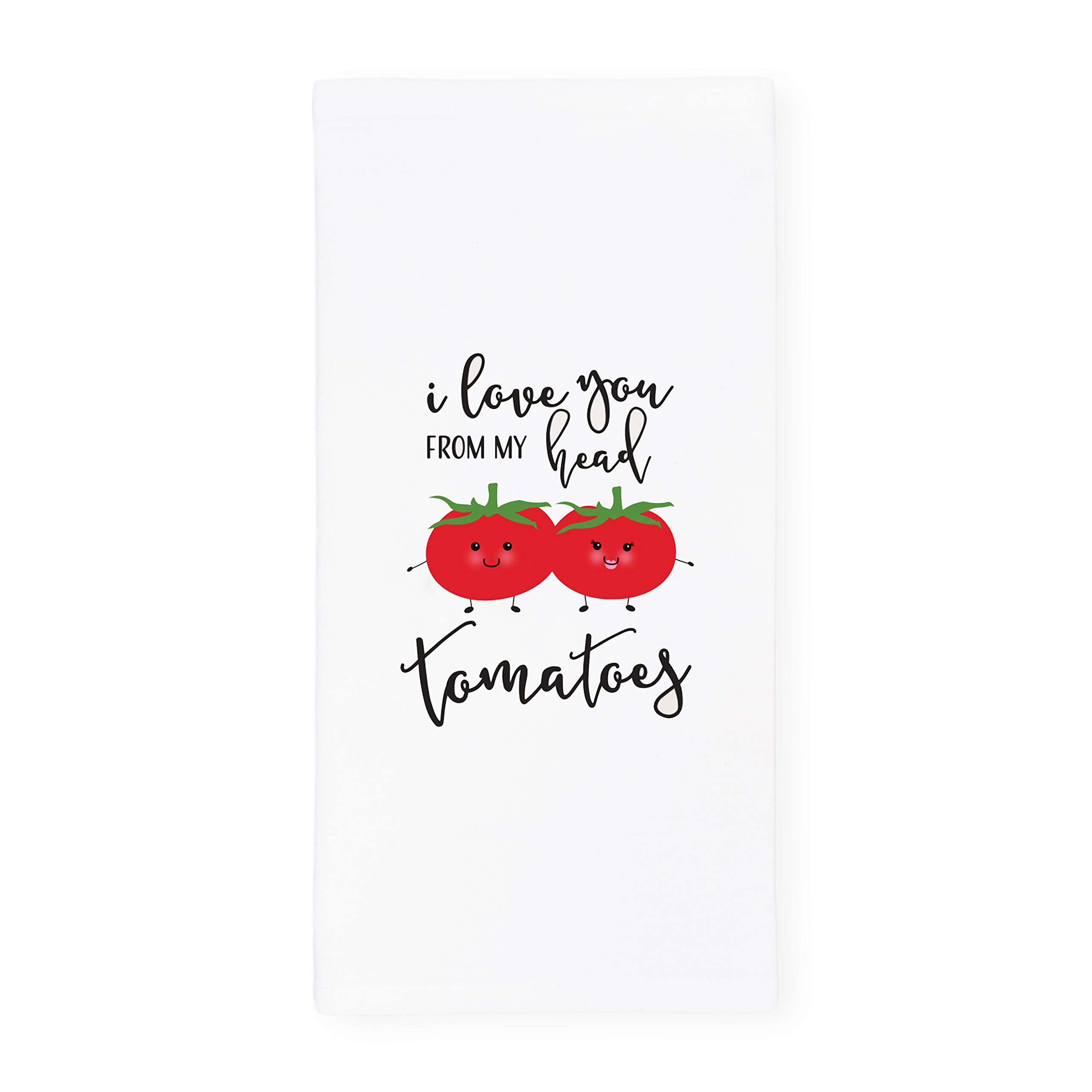 The Cotton & Canvas Co. I Love You from My Head Tomatoes Soft and Absorbent Kitchen Tea Towel, Flour Sack Towel and Dish Cloth