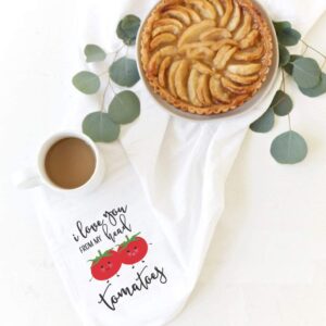 The Cotton & Canvas Co. I Love You from My Head Tomatoes Soft and Absorbent Kitchen Tea Towel, Flour Sack Towel and Dish Cloth