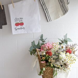 The Cotton & Canvas Co. I Love You from My Head Tomatoes Soft and Absorbent Kitchen Tea Towel, Flour Sack Towel and Dish Cloth