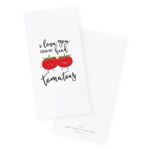 The Cotton & Canvas Co. I Love You from My Head Tomatoes Soft and Absorbent Kitchen Tea Towel, Flour Sack Towel and Dish Cloth