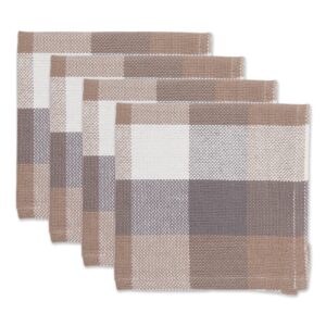 dii tri-color check collection kitchen, scrubber dishcloth, stone, 6 piece