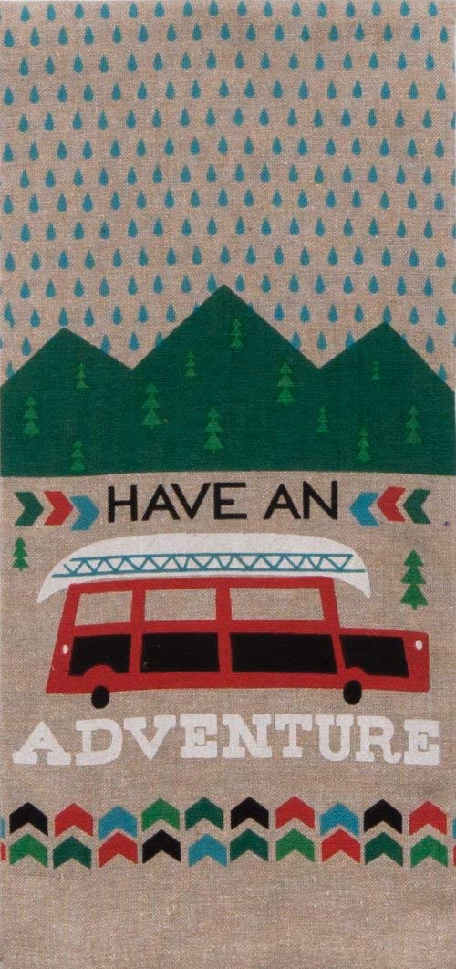 Kay Dee Designs Camping Adventures Chambray Tea Towel Set of 3: Bundle Designs Include: Have an Adventure - I Heart Camping - Happy Camper